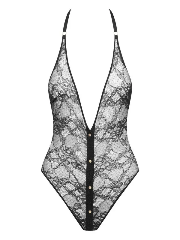 MAISON CLOSE Lace Button Bodysuit