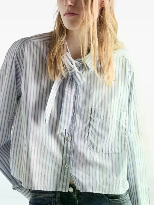 Prada Striped Tie-neck Shirt - Blue