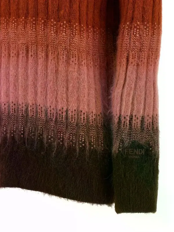 Fendi Ribbed Knit Sweater With Logo Embroidery