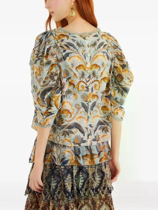 Farm Rio Puff-sleeve Floral Blouse