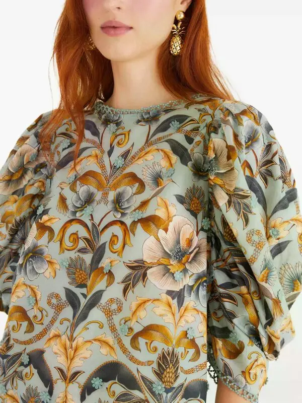Farm Rio Puff-sleeve Floral Blouse