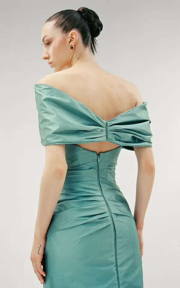 MARMAR HALIM Draped Silk Column Gown