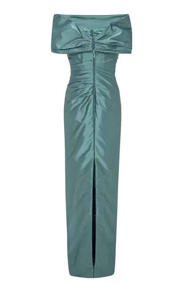 MARMAR HALIM Draped Silk Column Gown