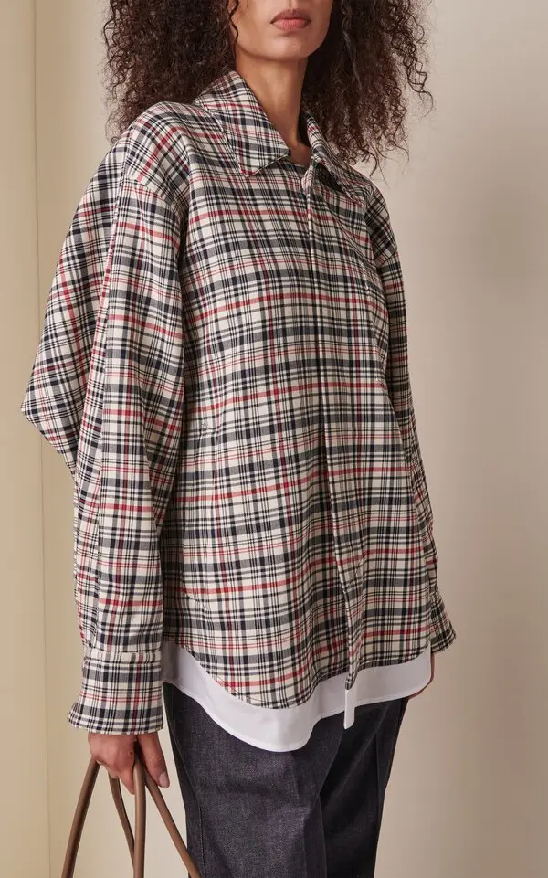 Victoria Beckham Oversized Cotton-wool Shirt Jacket - Plaid