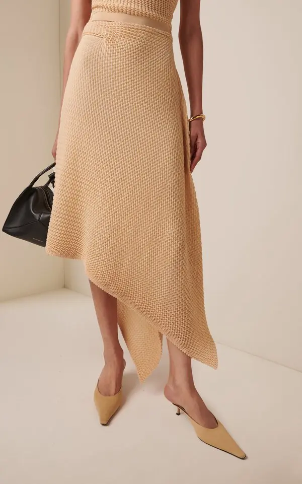 Victoria Beckham Draped Knit Stretch-cotton Midi Skirt