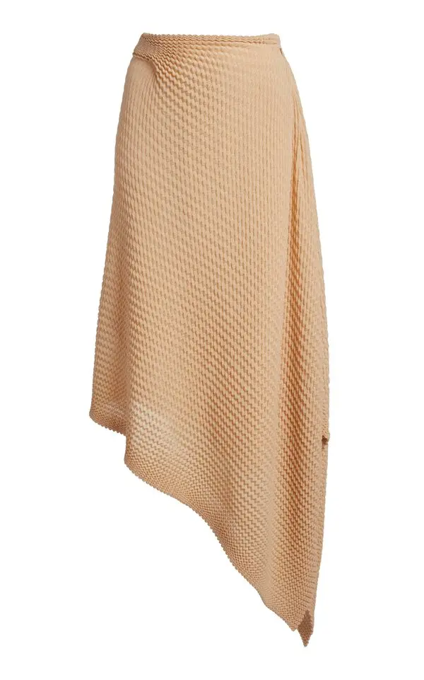 Victoria Beckham Draped Knit Stretch-cotton Midi Skirt - Neutral