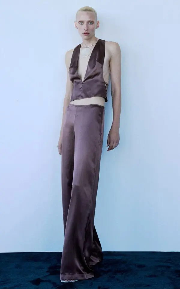 The New Arrivals Ilkyaz Ozel Lava Silk-Satin Top - Brown