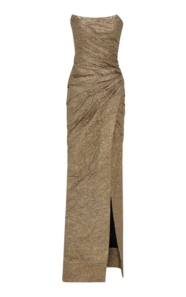 MARMAR HALIM Brocade Strapless Gown - Gold