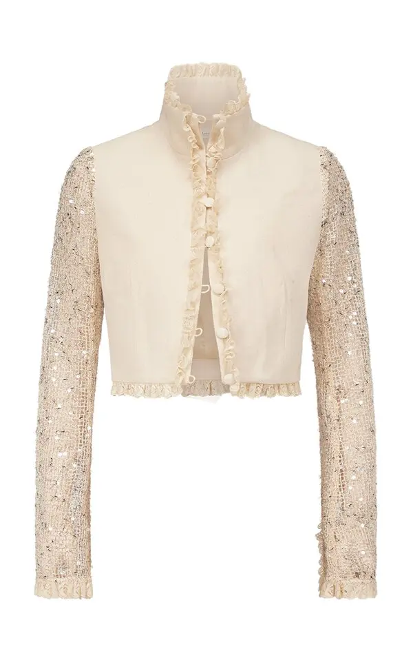 LUDOVIC DE SAINT SERNIN Cropped Sequined Jacket - Neutral