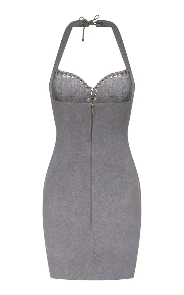 Ludovic De Saint Sernin Lindsay Halter Mini Dress - Grey | Editorialist