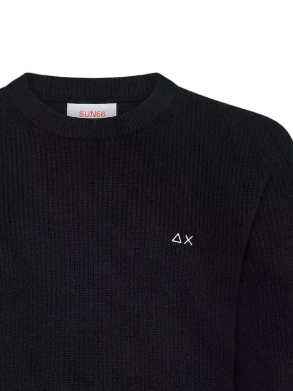 SUN 68 Ribbed-knit Long-sleeve Sweater - Blue