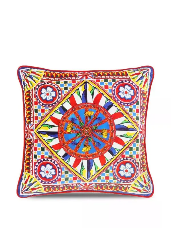 Dolce & Gabbana Small Velvet Patterned Cushion - White