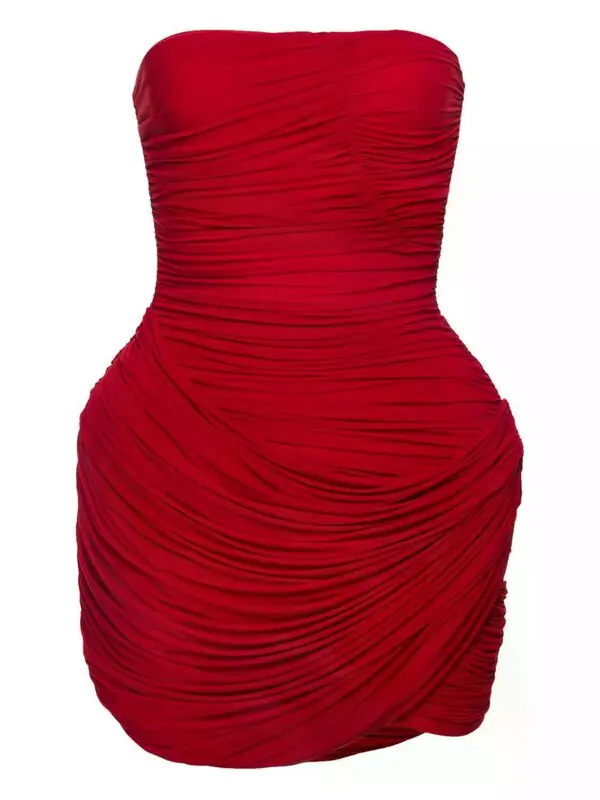 Magda Butrym Ruched Strapless Mini Dress - Red