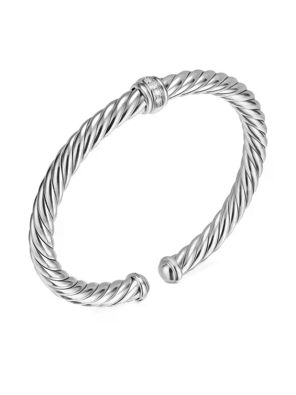 David Yurman Sterling Cable Flex Diamond Bracelet - Silver