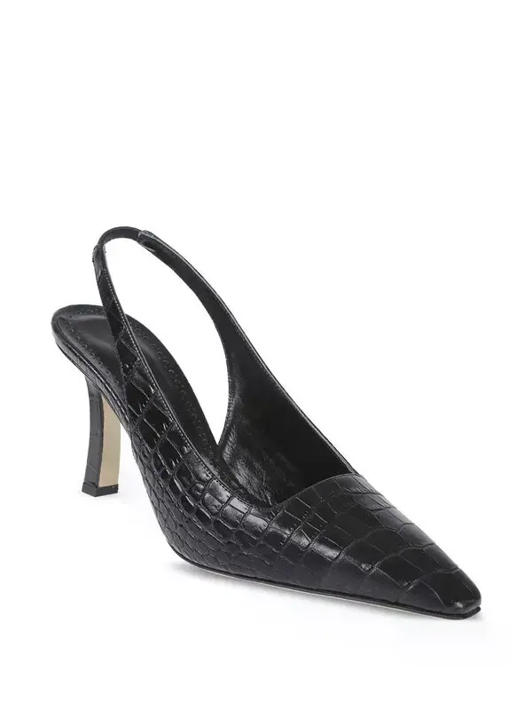 Manolo Blahnik 90mm Crocodile Embossed Slingback Pumps