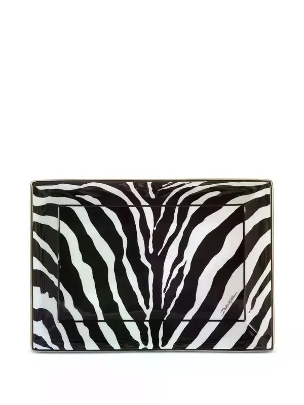 Dolce & Gabbana Zebra Porcelain Trinket Tray - Black