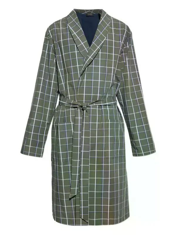 Hanro Checked Belted Robe - Green