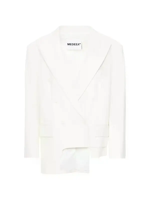 MEDEEA Asymmetric Double-breasted Blazer - White
