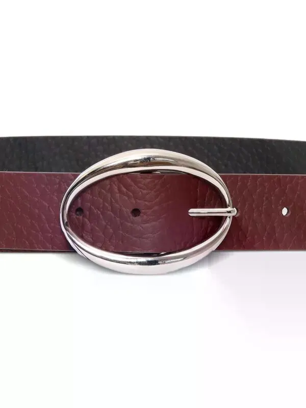 ORTIGNI Textured Oval-buckle Belt - Brown