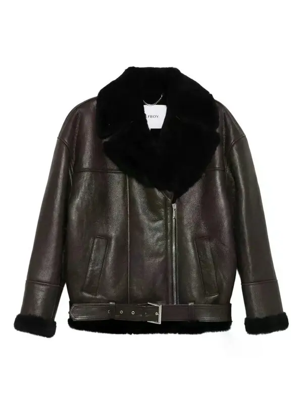 HALFBOY Shearling-collar Leather Jacket