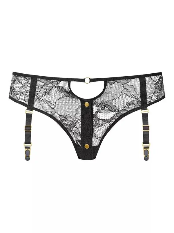 MAISON CLOSE Jeux Magnétiques Lace Suspender Panty - Black