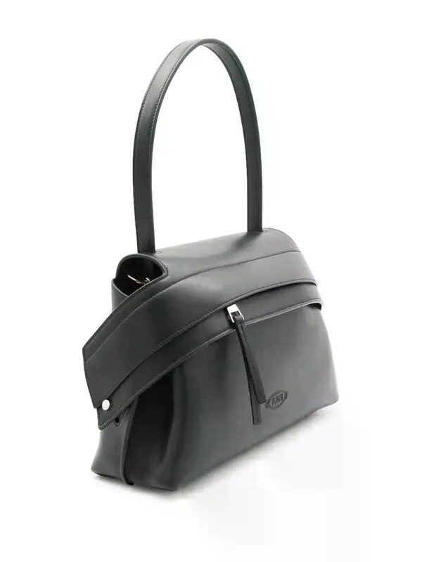 TOD'S Wave Leather Shoulder Bag - Black