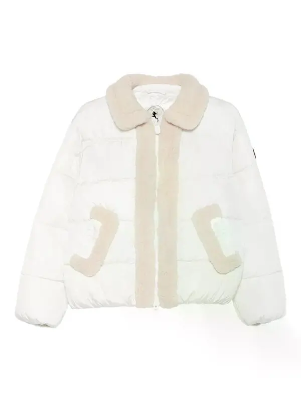 SAVE THE DUCK Faux-shearling Trimmed Jacket - White