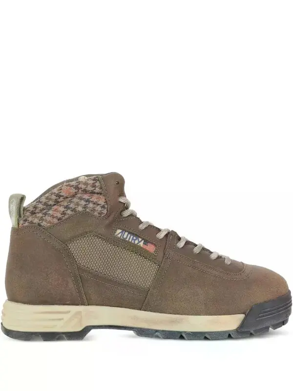 AUTRY Houndstooth Panel Lace-up Boots - Neutrals