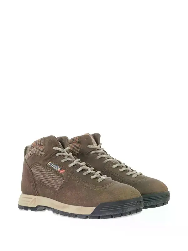 AUTRY Houndstooth Panel Lace-up Boots - Neutrals