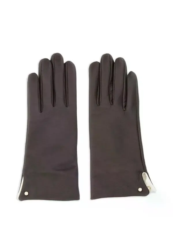 GIANNI CHIARINI Logo-detail Leather Gloves - Brown