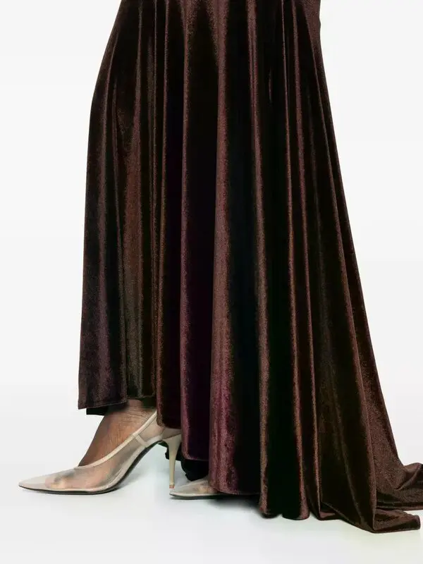 ATU BODY COUTURE Velvet-finish Flared Hem Dress - Brown