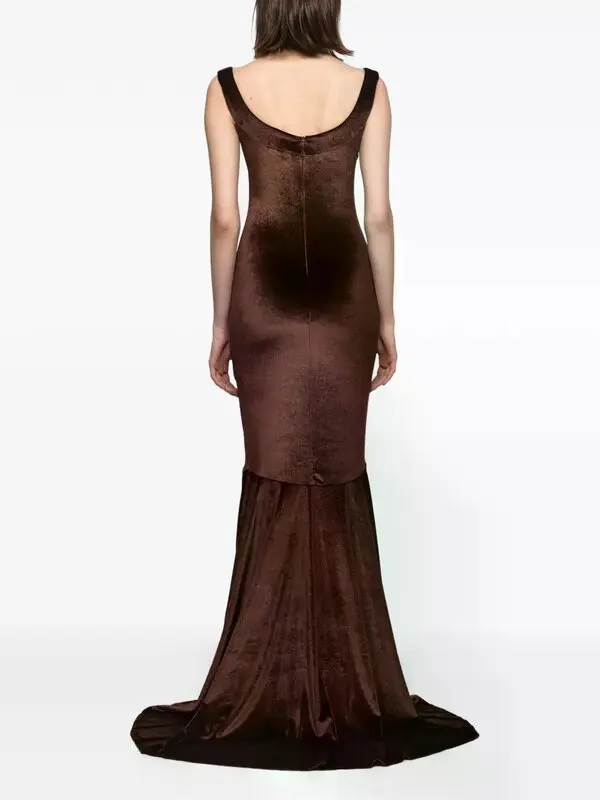 ATU BODY COUTURE Velvet Texture Maxi Dress - Brown