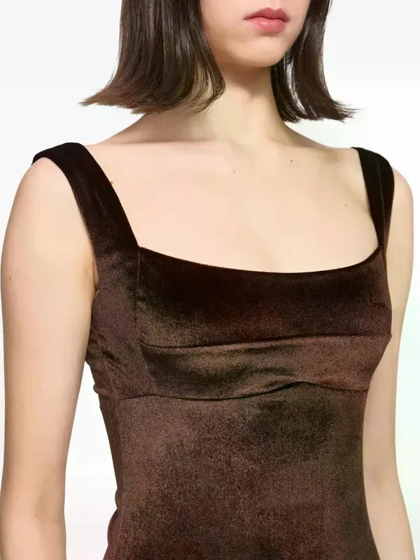 ATU BODY COUTURE Velvet Texture Maxi Dress - Brown