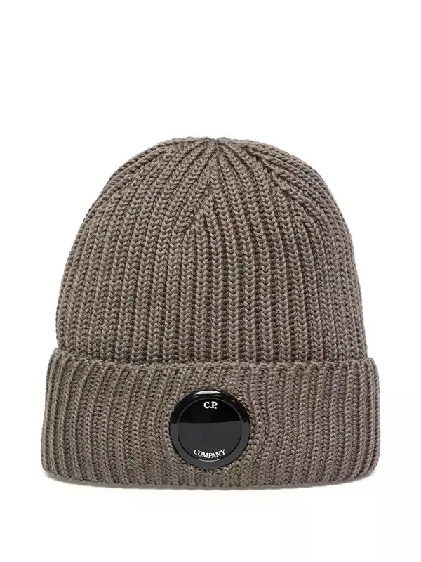C.P. COMPANY Merino Wool Lens Beanie - Brown