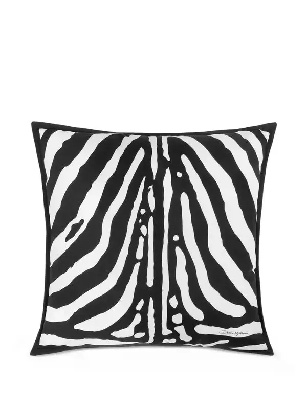 Dolce & Gabbana Medium Zebra-print Canvas Cushion - Black