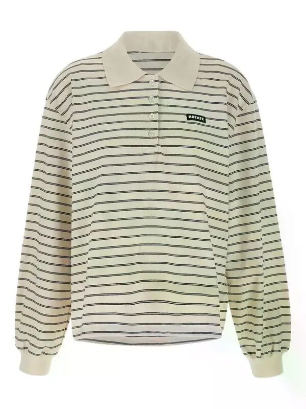 ROTATE BY BIRGER CHRISTENSEN Striped Long-sleeve Polo - Neutrals