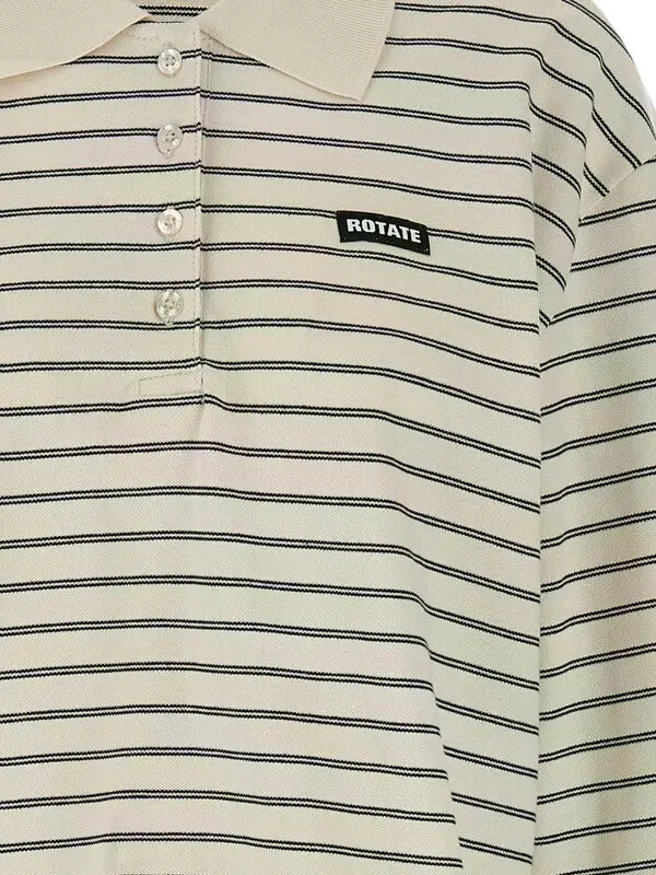 ROTATE BY BIRGER CHRISTENSEN Striped Long-sleeve Polo - Neutrals