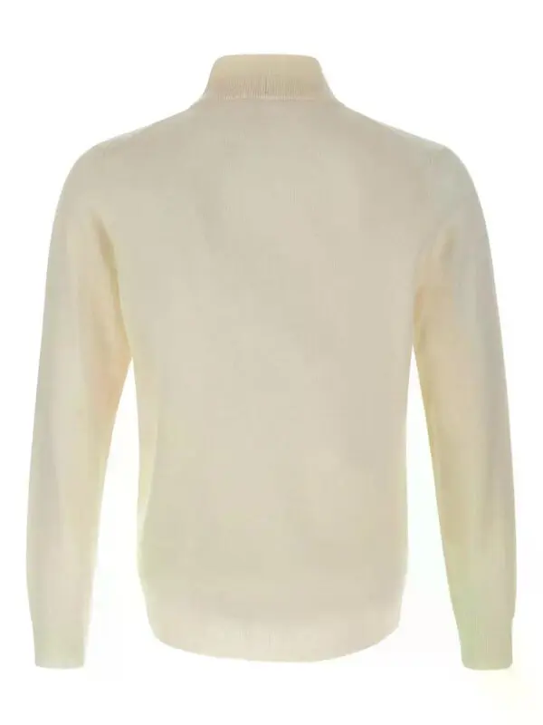 KANGRA Half-zip Stand-up Collar Sweater - White
