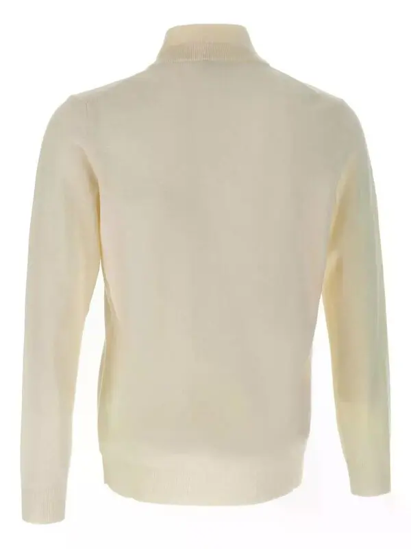 KANGRA Half-zip Stand-up Collar Sweater - White