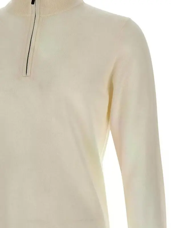 KANGRA Half-zip Stand-up Collar Sweater - White