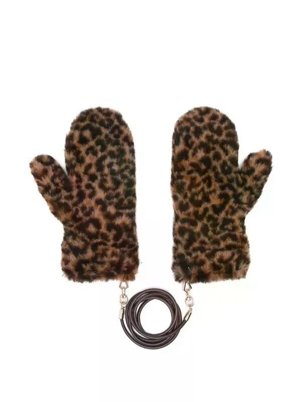Max Mara Ombrat Leopard-pattern Mittens - Brown