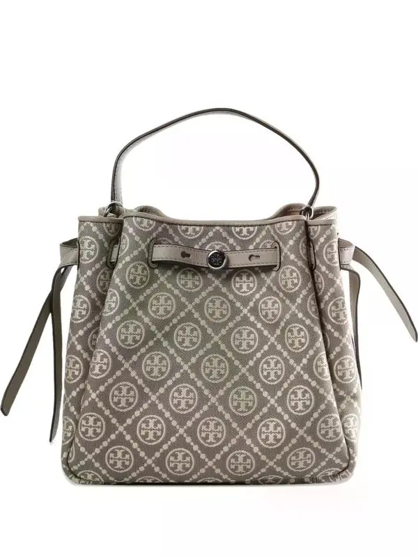 Tory Burch Romy T Monogram Bucket Bag - Grey