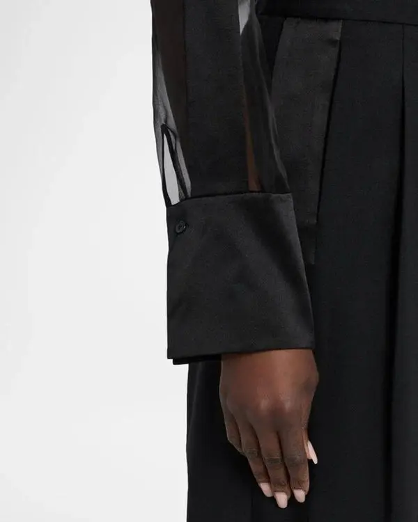 TWP Peyton Sheer Tuxedo Shirt - Black