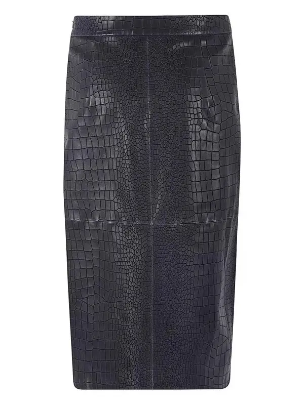 ENES Crocodile-effect Slit Skirt - Grey