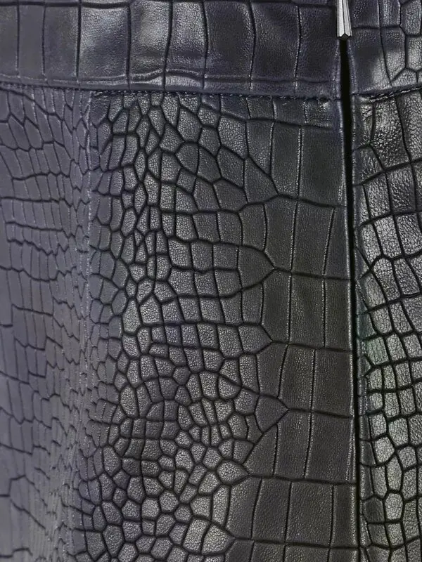 ENES Crocodile-effect Slit Skirt - Grey