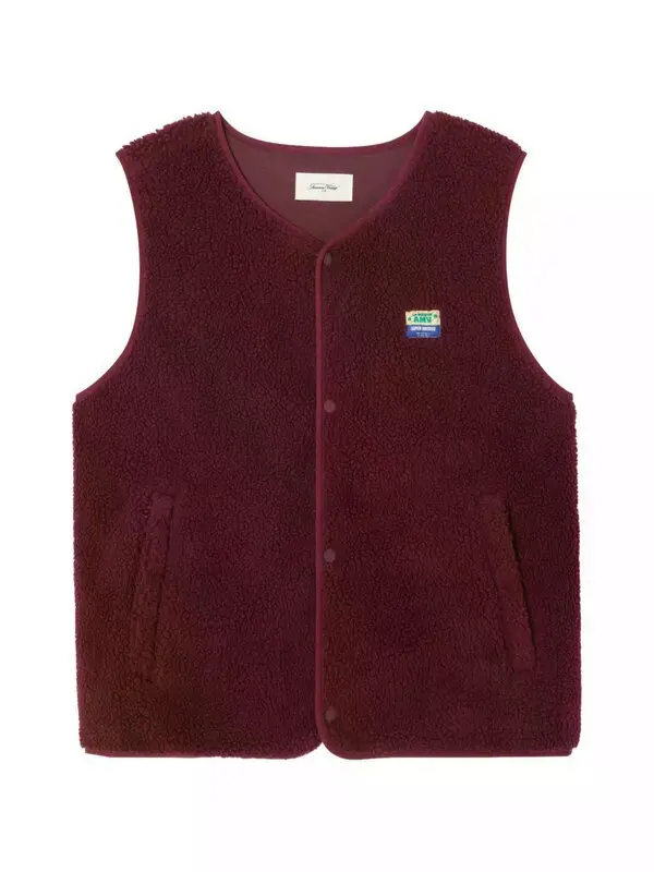 American Vintage Textured Buttoned Gilet - Red