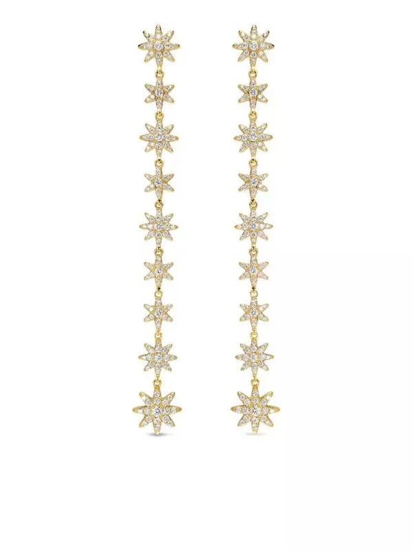 David Yurman 18k Yellow Starburst Diamond Drop Earrings - Gold