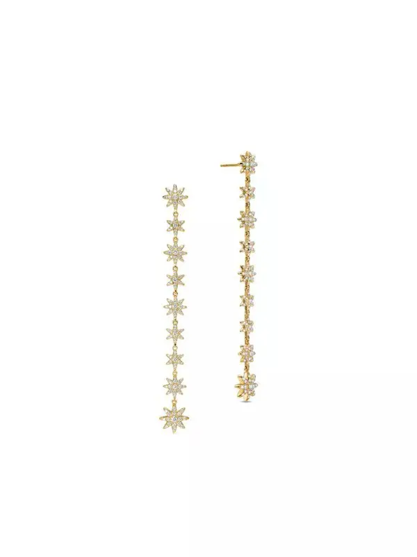 David Yurman 18k Yellow Starburst Diamond Drop Earrings