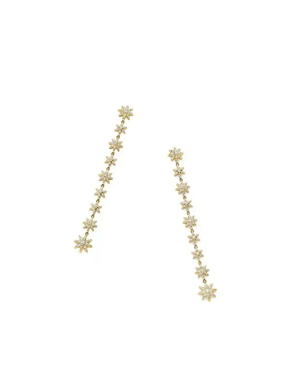 David Yurman 18k Yellow Starburst Diamond Drop Earrings