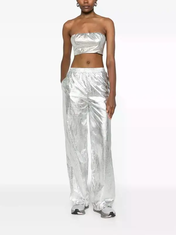 MEDEEA Metallic-effect Cropped Top